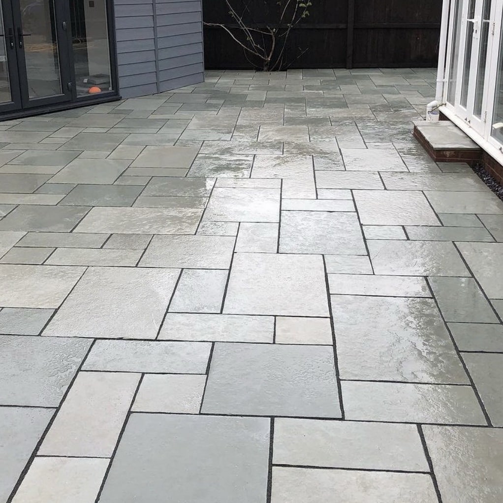 Kota Blue Riven Indian Limestone Paving Slab Patio Pack - Port Stone