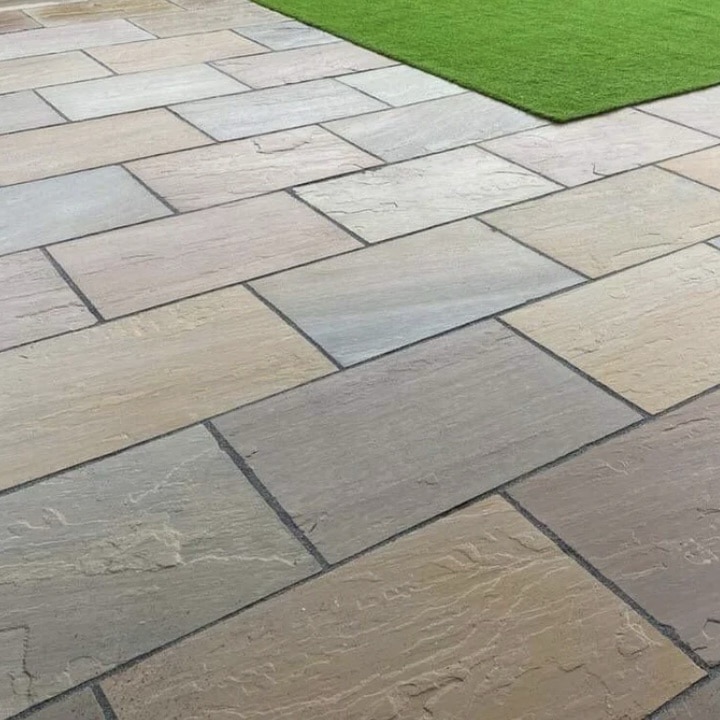 Raj Blend Riven Indian Sandstone Paving Slabs - 22mm Thick - Port Stone
