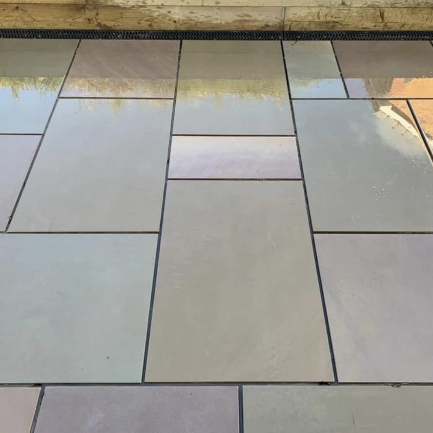 Raj Green Smooth & Sawn Indian Sandstone Paving Slabs - 20mm Thick ...